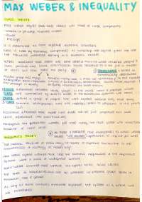 Max Weber - Class Theory, Inequality Theory - Docsity