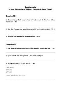 Questionnaire - Le tour du monde en 80 jours de Verne - Docsity