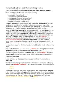 Textual colligations and thematic progression - Docsity