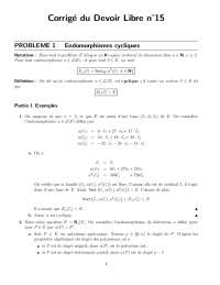 Endomorphismes cycliques - Corrigé du Devoir | Exercices Algèbre linéaire | Docsity