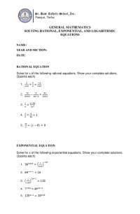 Solving Rational, Exponential, Logarithmic Equations - Docsity