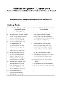 Gedichtvergleich/Liebeslyrik Goethe “Willkommen und Abschied ...
