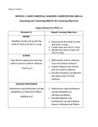 UNPACKING OF LEARNING COMPETENCIES | Summaries Science education | Docsity