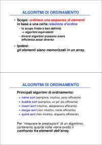 ALGORITMI DI ORDINAMENTO | Dispense di Informatica | Docsity