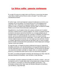 Lirica culta : poesía cortesana - Docsity
