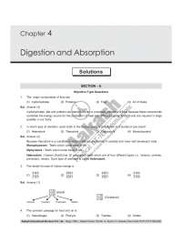 Digestion and Absorption zoology MCQS - Docsity