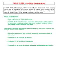 Fiche synthèse: Le siècle des Lumières - Docsity