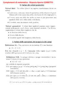 Complementi di matematica - Risposte Aperte CORRETTO - Docsity