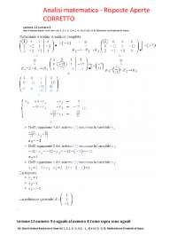 Analisi matematica - Risposte Aperte CORRETTO | Panieri di Analisi Matematica I - Docsity
