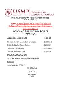 "Observación del movimiento celular: Ciclosis. observación de organelas ...