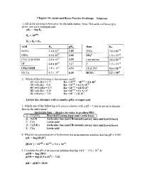 Acid and Base practice problems - Docsity