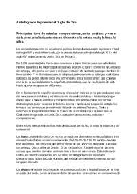 Cuestionario- Antologia Poética del Siglo de Oro | Resúmenes de ...