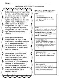 Daily Warm Up 1 - What is Social Injustice? - Docsity