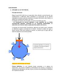 Cuestionario Ley de Pascal | Ejercicios de Física Médica | Docsity