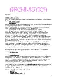 Archivistica Riassunto COMPLETO (Manuali + spiegazione + slide) - Docsity