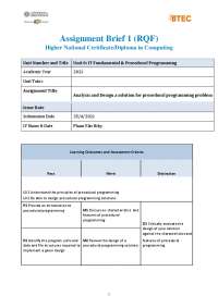 Proceduaral programming asm1 - Docsity
