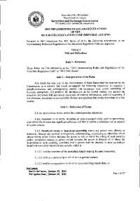 SECURITIES REGULATION CODE - Docsity