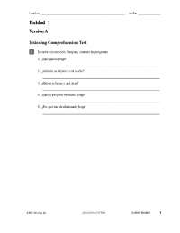 Examen que chevere level 4 listening - Docsity