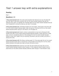B1 Preleminary Reading Answer Key - Docsity