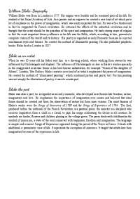 William Blake, biography, as an artist, as a poet - Docsity