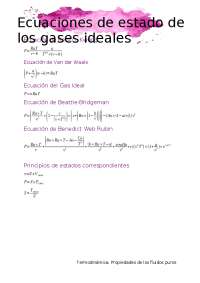 Formulario para Ecuaciones de estado de los gases ideales - Docsity