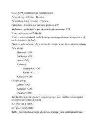 Biochemistry study guide - Docsity