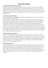 Riassunto verismo italiano libro letteratura italiana - Docsity