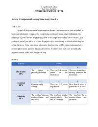 Rubrics for performance task in quarterly grade - Docsity