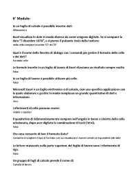Eipass didasko - 7 Moduli User - 6° Modulo - Foglio di calcolo - Docsity