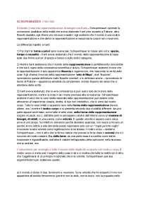 Schopenauer: tutto il suo pensiero - Docsity