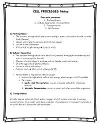 Cell processes & division - Docsity