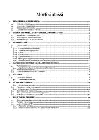 Appunti di Morfosintassi - a.a. 2021/2022 - Docsity