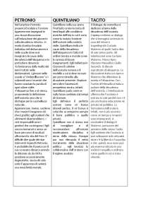 Confronto Petronio, Quintiliano e Tacito | Schemi e mappe concettuali di Latino - Docsity
