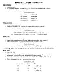 Transformations cheat sheet - Docsity