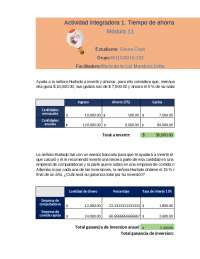 Actividad integradora 1. Módulo 11 "Tiempo de ahorrar" - Docsity