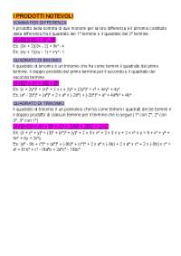 I prodotti notevoli matematica - Docsity