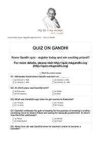 Mahatma Gandhi Quiz related to his life - Docsity