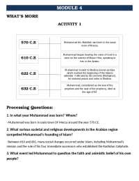 WORLD RELIGION MODULE 4 ANSWER KEYS | Quizzes English | Docsity