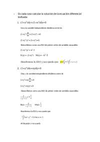 EJERCICIOS DE ECUACIONES DIFERENCIALES - Docsity