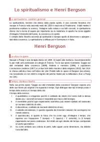 Spiritualismo e Henri Bergson - Docsity