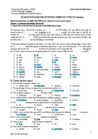 END OF UNIT TEST 2. | Exams English Language | Docsity