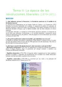 Activ historia T-2 La época de las revoluciones liberales. - Docsity