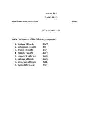 Activity No. 9 - Flame tests - Docsity