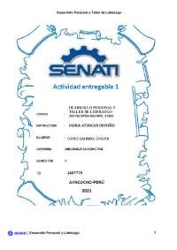 Actividad entregable 1 de Desarrollo y personal y lederazgo | Ejercicios de Desarrollo Humano ...