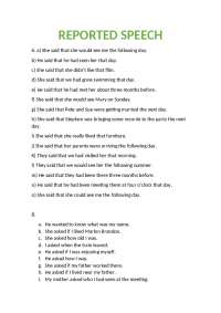 Reported speech ingles - Docsity