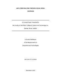 Anti-Cyber Bullying Campaign Concept Paper - Docsity