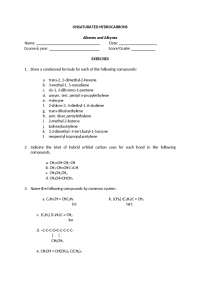ALKENES AND ALKYNES EXAM ANSWERS - Docsity