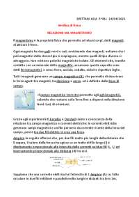 Relazione il magnetismo | Appunti di Fisica | Docsity
