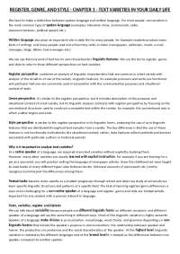 REGISTER GENRE AND STYLE - Docsity