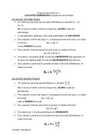 Suite arithmétique et géométrique: formules - Docsity